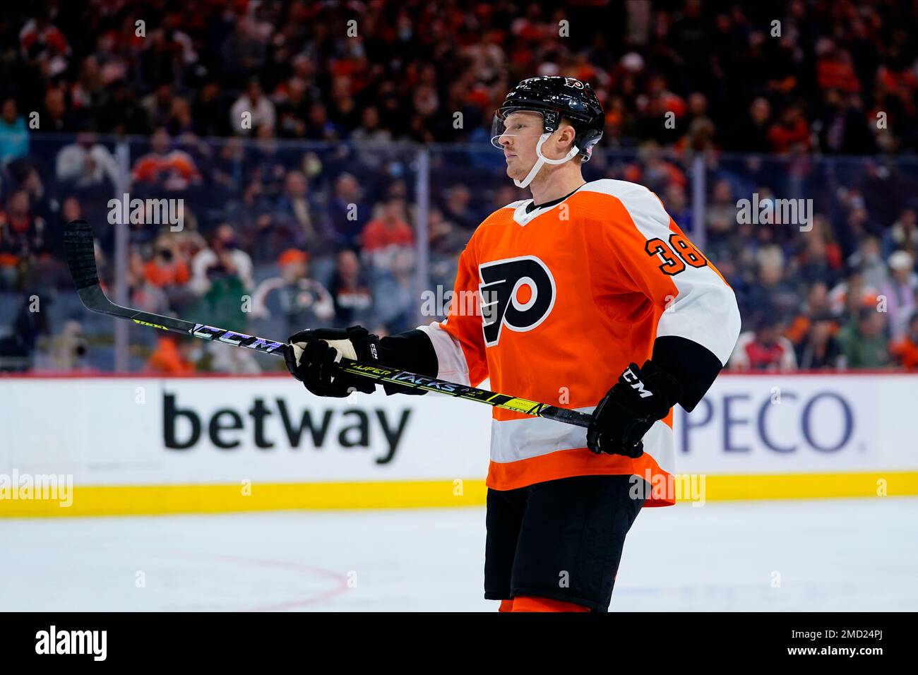 Philadelphia Flyers' Patrick Brown plays during an NHL hockey game ...