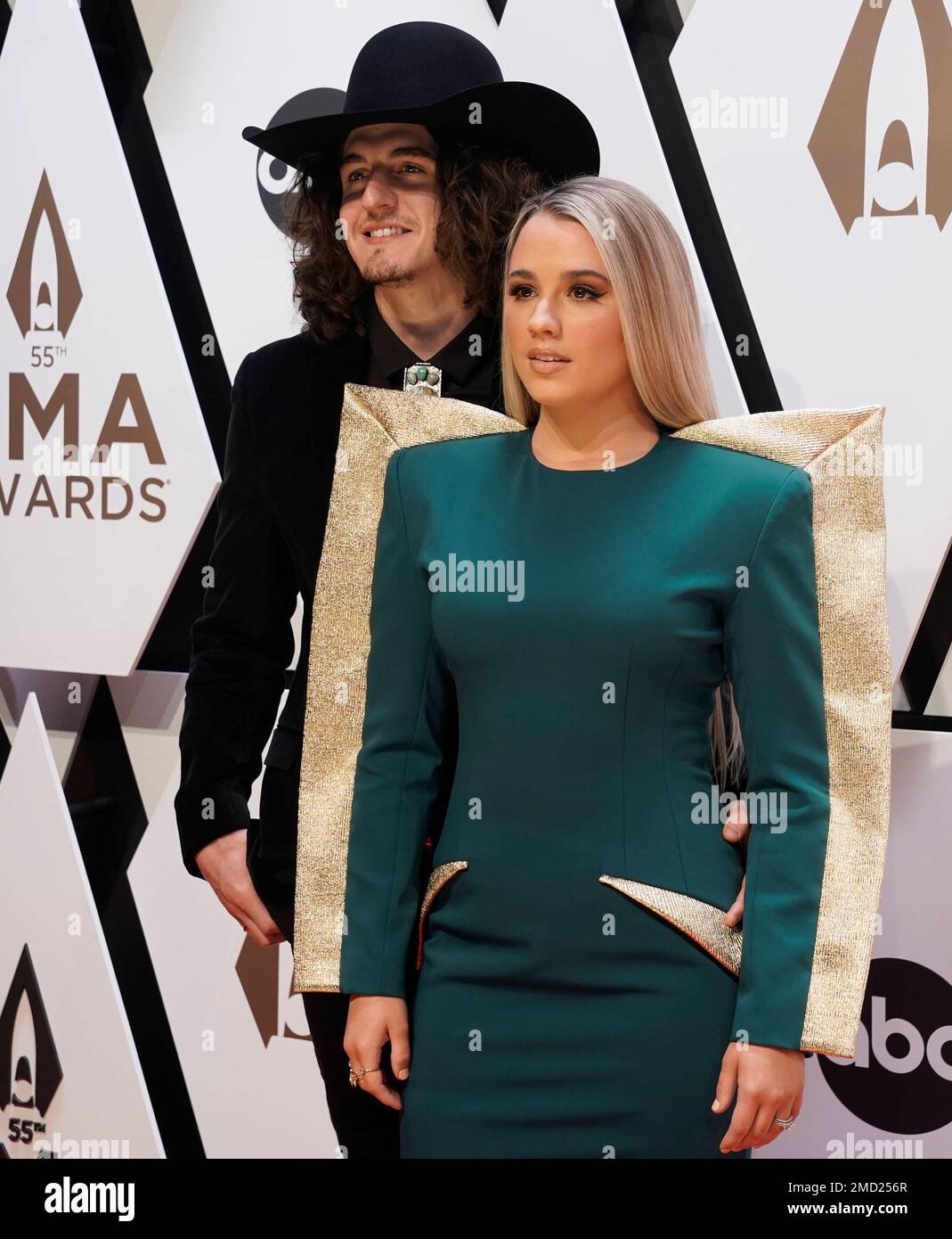 Cade Foehner, left, and Gabby Barrett arrive at the 55th annual CMA ...