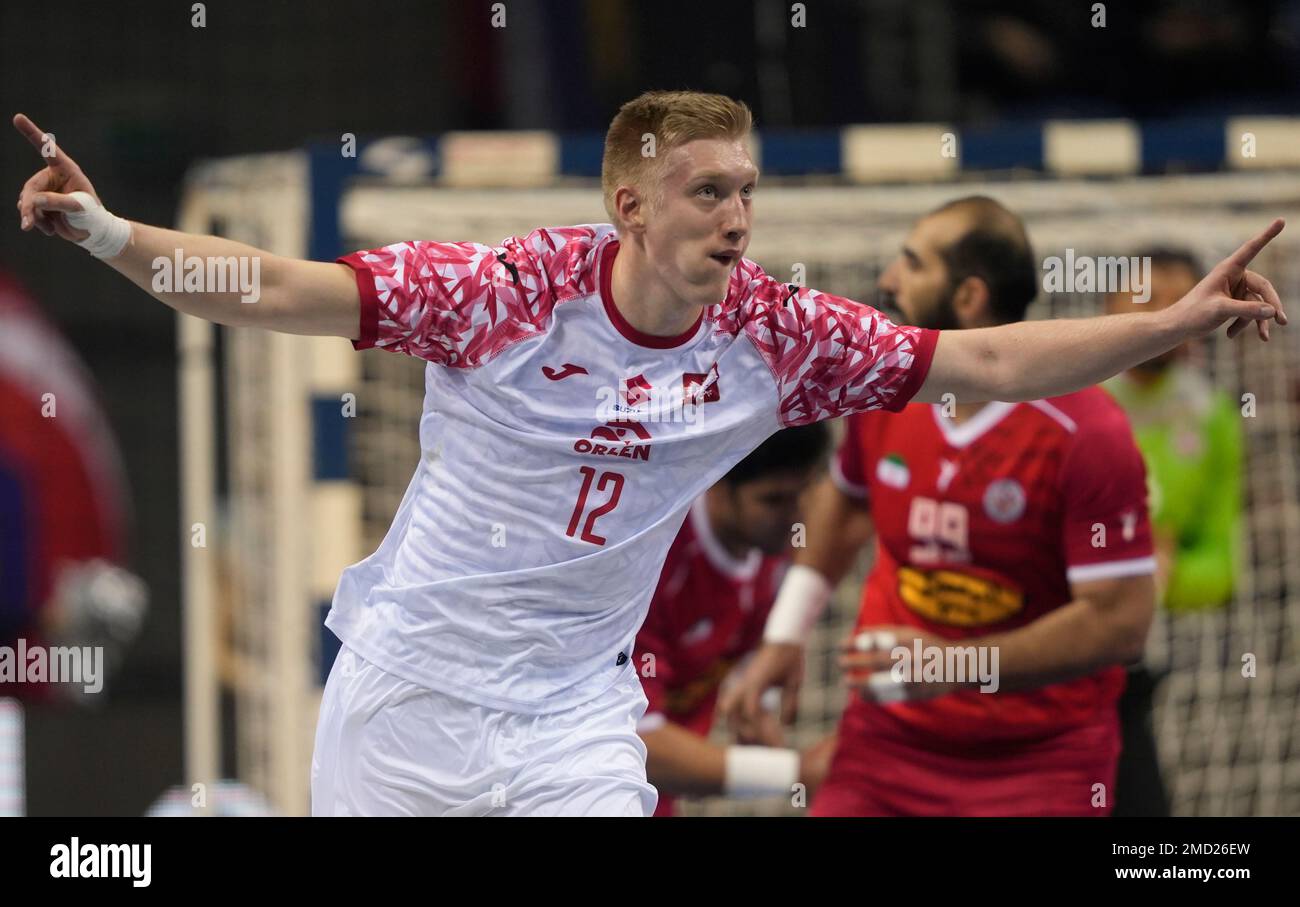 Poland's Ariel Pietrasik celebrates after scoring during the Main Round ...