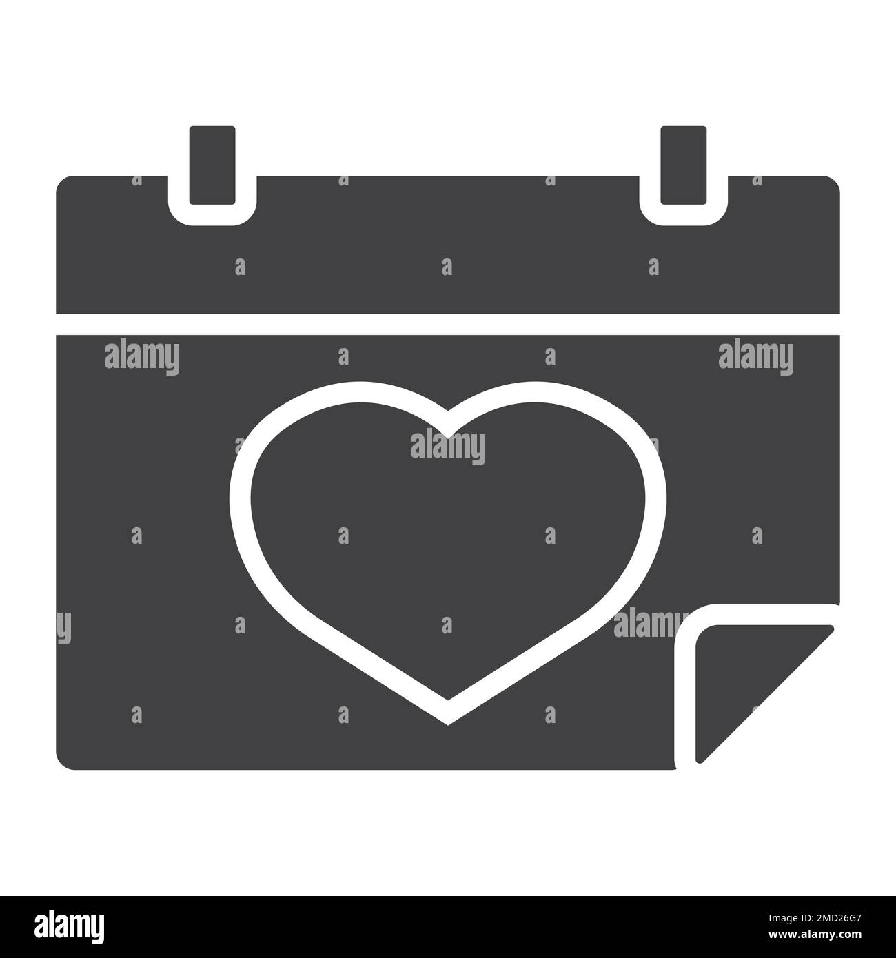 Lovely calendar glyph icon, valentines day and romantic, love date sign ...