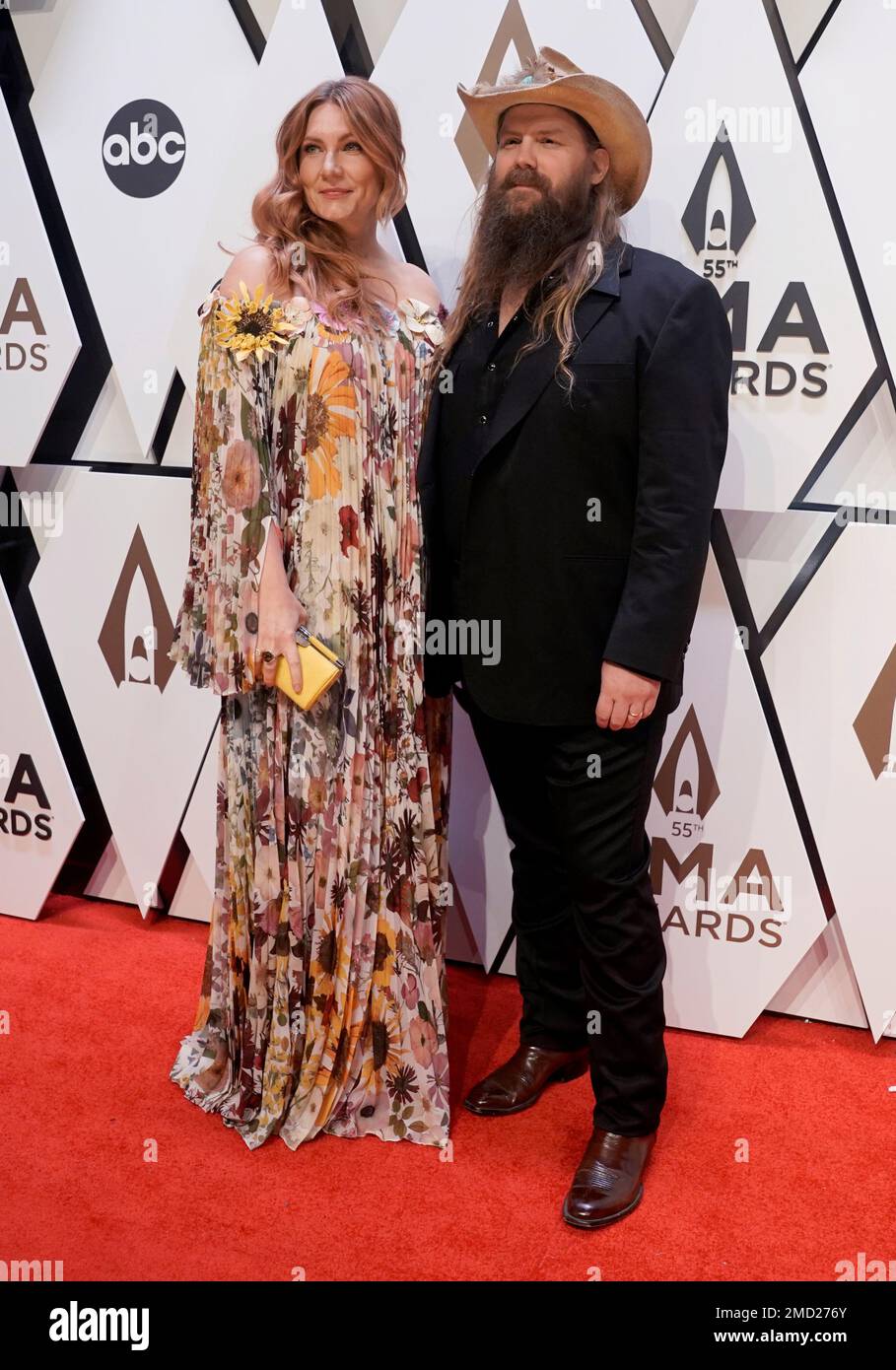 Chris Stapleton, right, and Morgane Stapleton arrive at the 55th annual ...