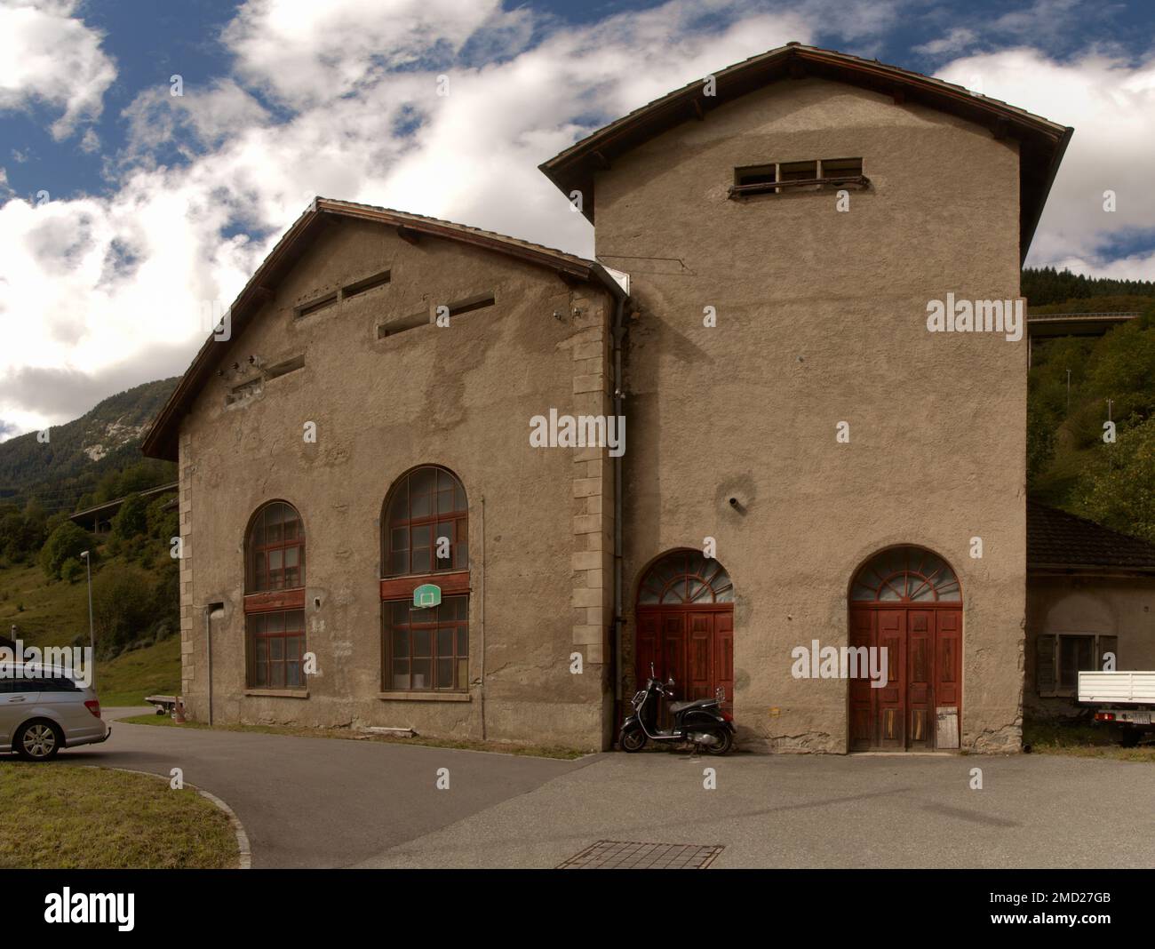 Fire-brigade building in Mesocco, Swiss Canton of Grisons Stock Photo ...