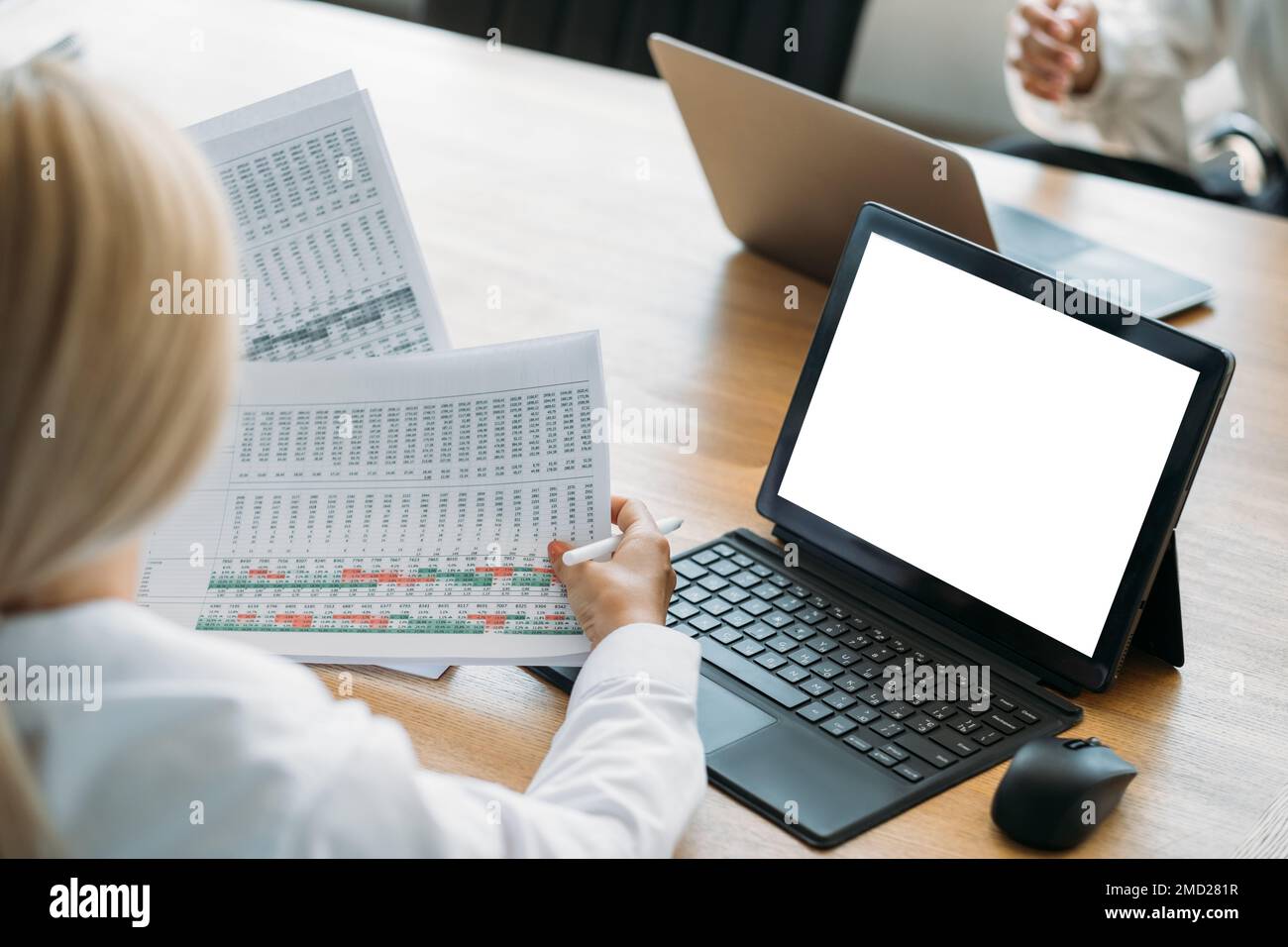 office work female manager computer mockup Stock Photo - Alamy