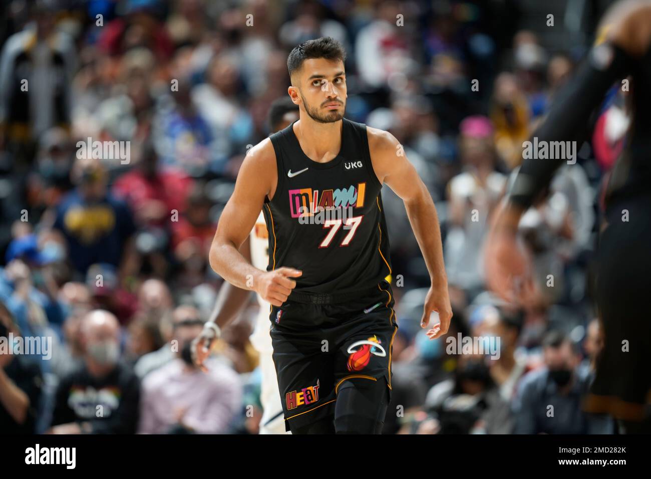Miami Heat center Omer Yurtseven (77) in the second half of an NBA basketball game Monday, Nov ...