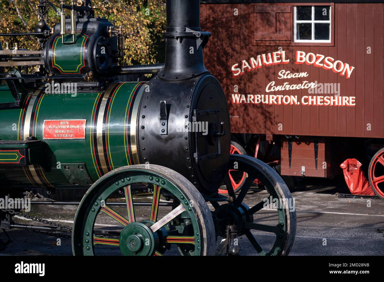 Colourful Traction Engine at Traction Engine Rally, Cheshire, England ...