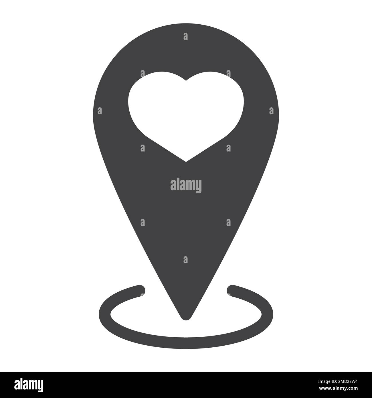 Map pointer with heart glyph icon, valentines day and romantic, love ...