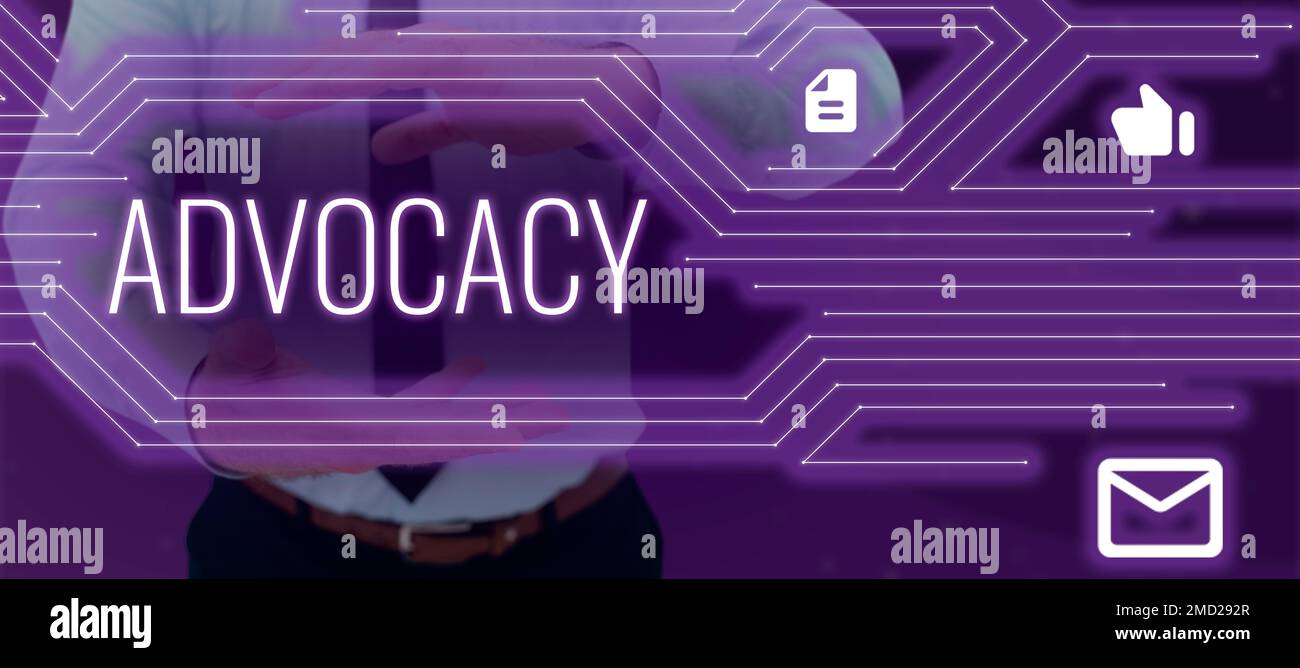 Text sign showing Advocacy. Business overview Profession of legal ...