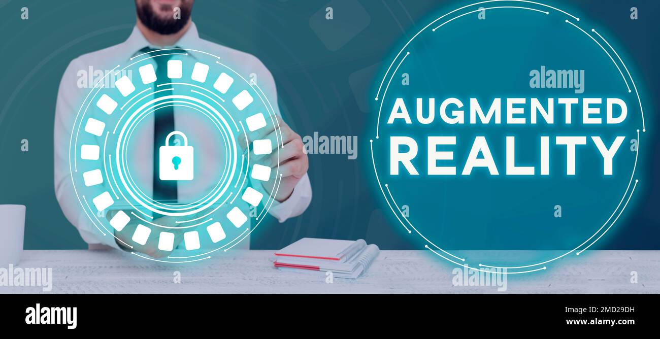 Conceptual caption Augmented Reality. Business idea technology that ...