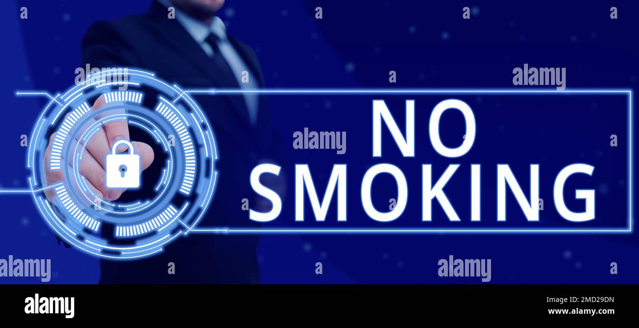 Hand writing sign No Smoking. Business showcase using tobacco is ...