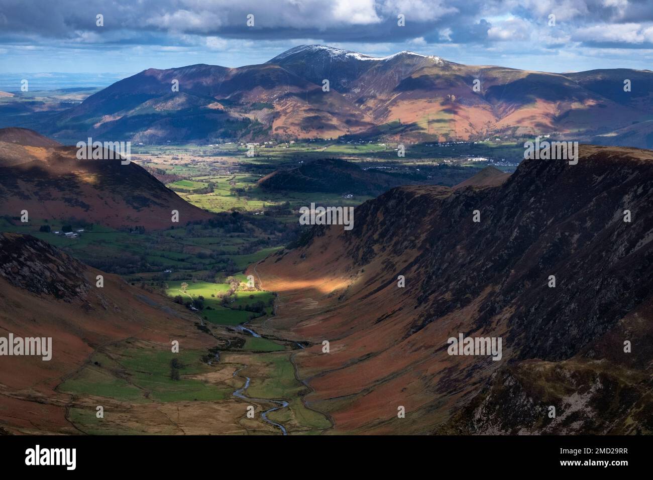 The Newlands Valley, Maiden Moor and distant Skiddaw Range from Dale ...