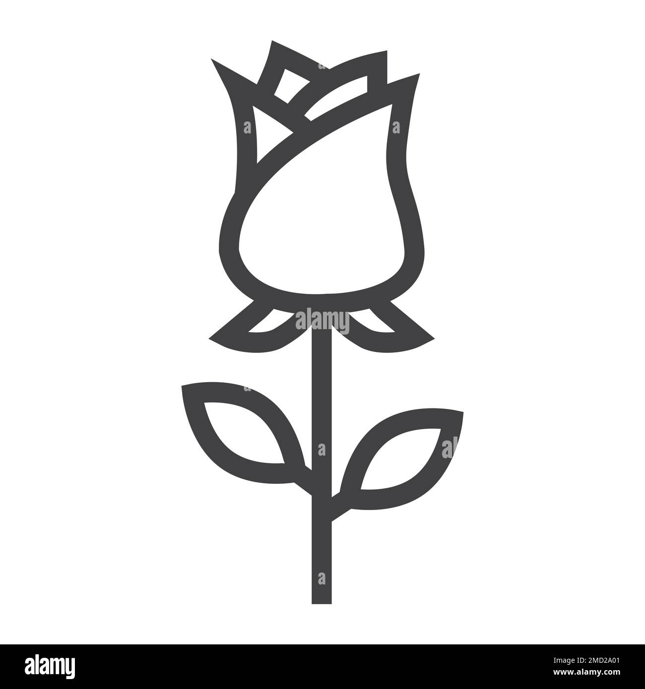 Rose flower line icon, valentines day and romantic, love sign vector ...