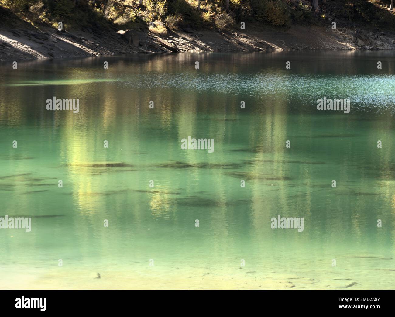 The Caumasee, jewel of the Grisons, near Flims in the Swiss Alps Stock ...