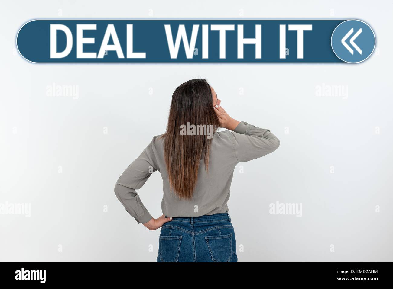 Hand writing sign Deal With It. Business concept Adapt to some ...