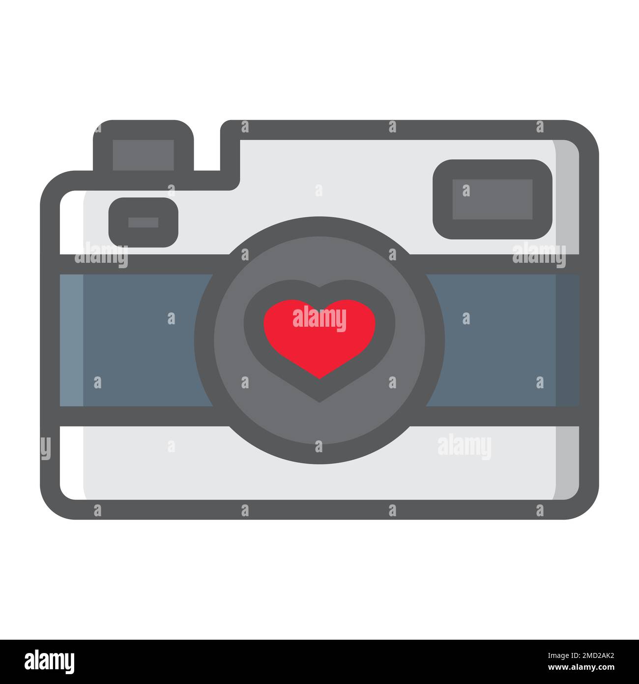 Love camera filled outline icon, valentines day and romantic ...