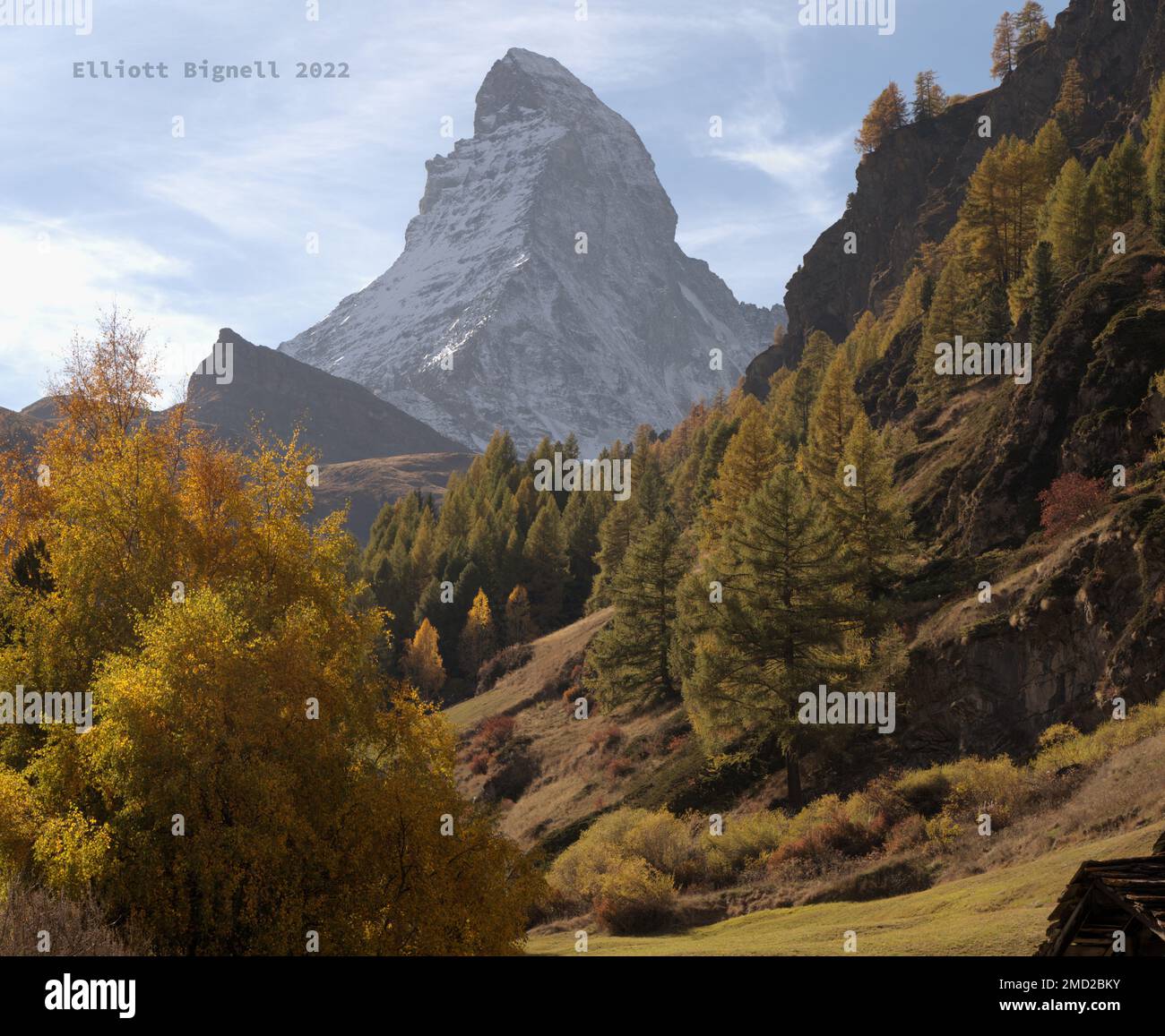 Peak of the Matterhorn seen from Zermatt in Autumn Stock Photo - Alamy
