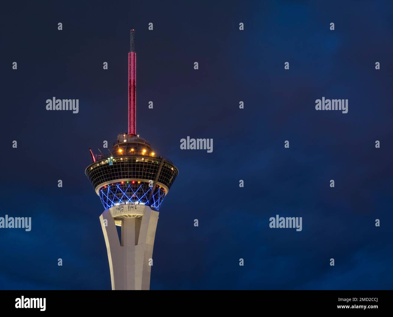 The STRAT Hotel Tower, formerly The Stratosphere Hotel Tower at night ...