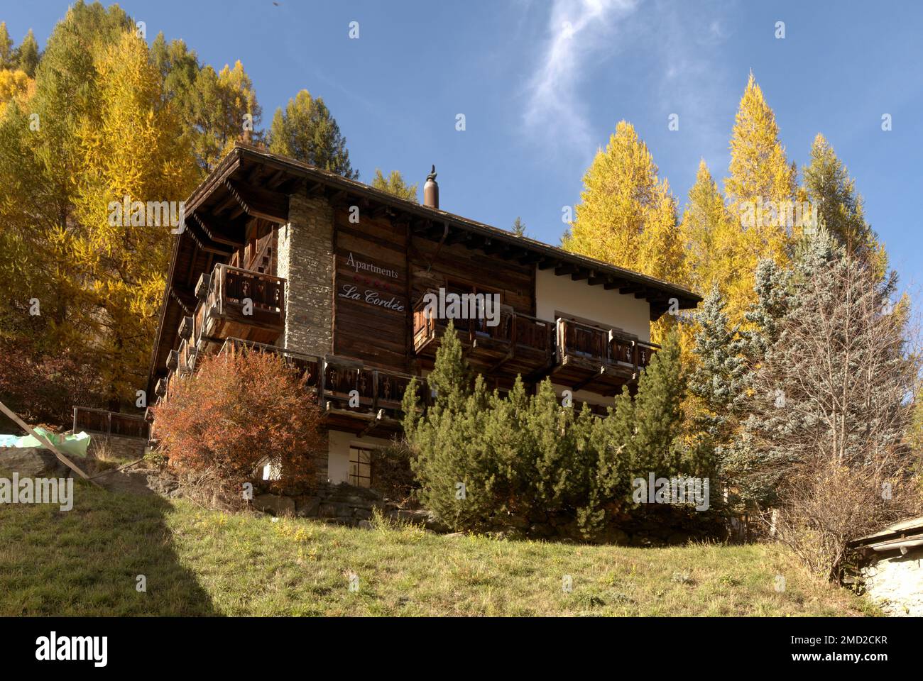Chalet in Autumn in Zermatt, Swiss Alps Stock Photo - Alamy