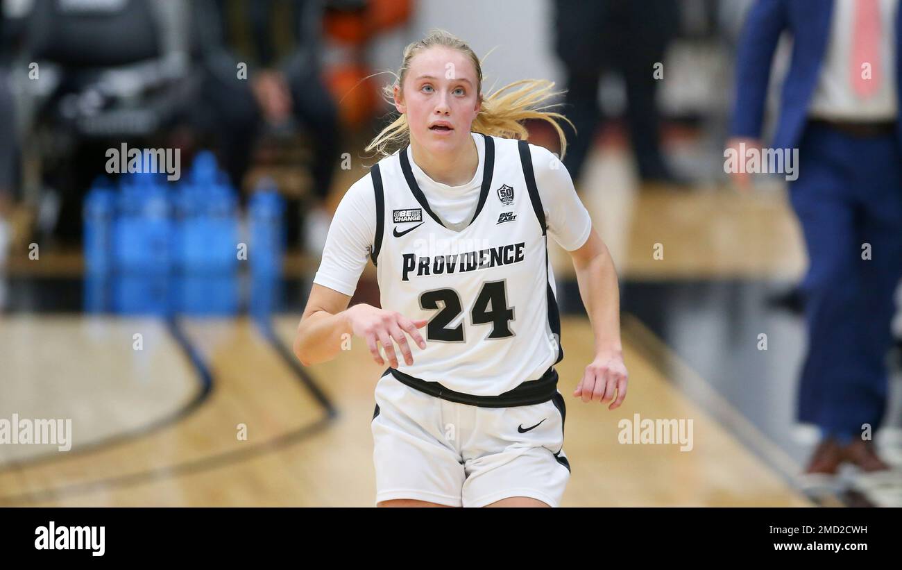 Providence's Audrey Koch (24) runs during the first half of an NCAA ...
