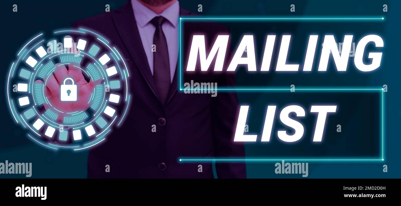 Text showing inspiration Mailing List. Conceptual photo list of people ...