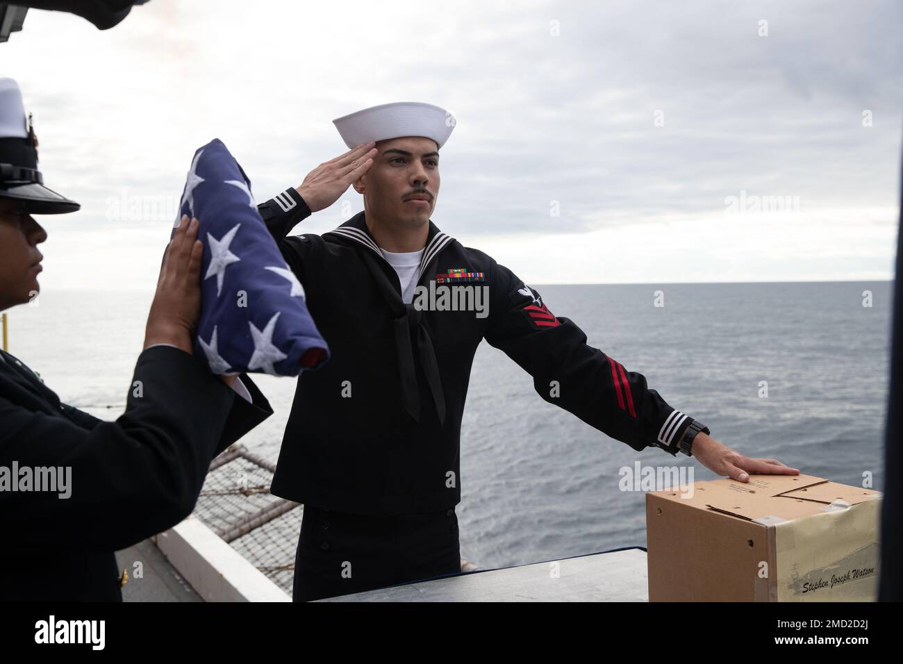 Hospital Corpsman 1st Class Tristan Ricamona, assigned to USS Gerald R ...