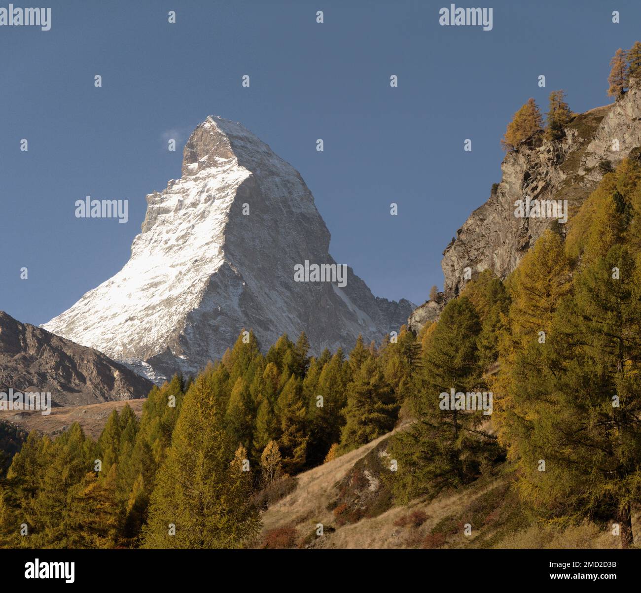 Peak of the Matterhorn seen from Zermatt in Autumn Stock Photo - Alamy