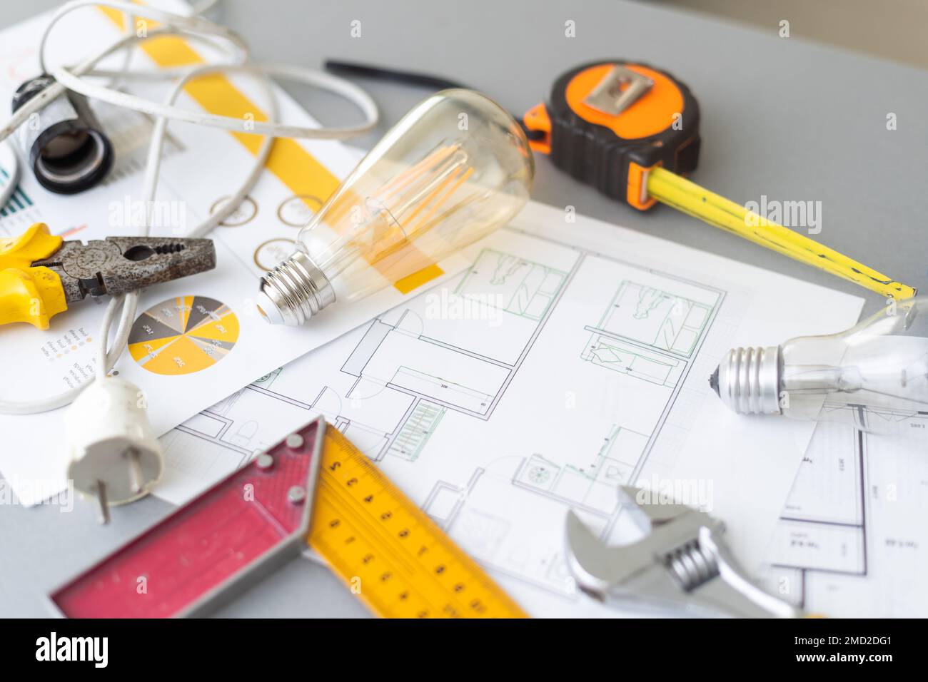 Interior designer working on drawings. Designer at work. Interior ...