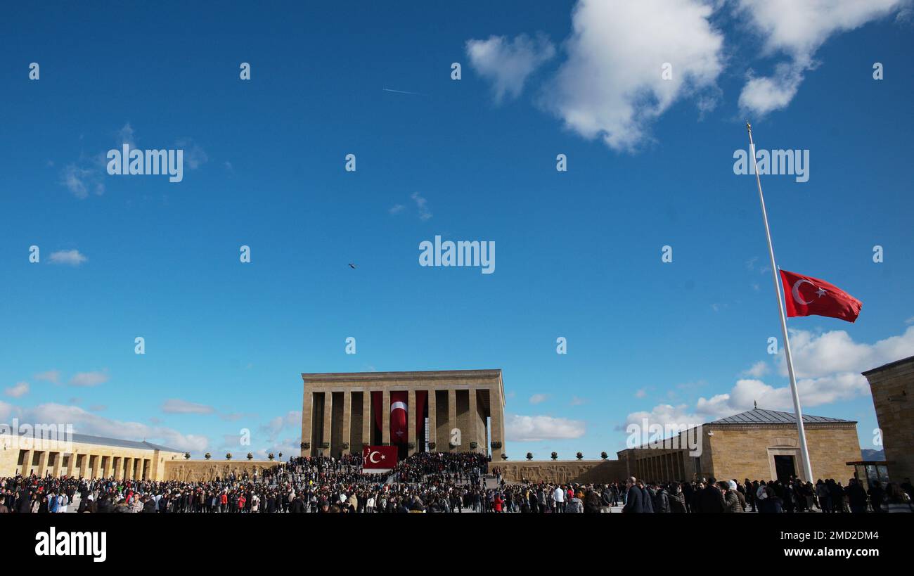 People visit the mausoleum of modern Turkey's founder, Mustafa Kemal ...