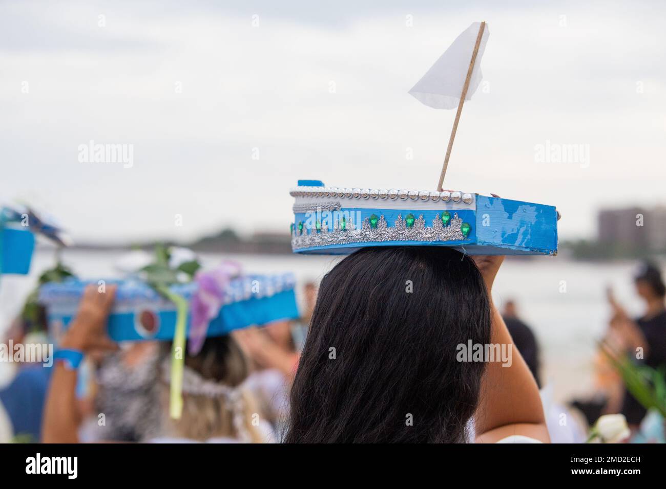 boat with offerings to iemanja, during a party at copacabana beach ...