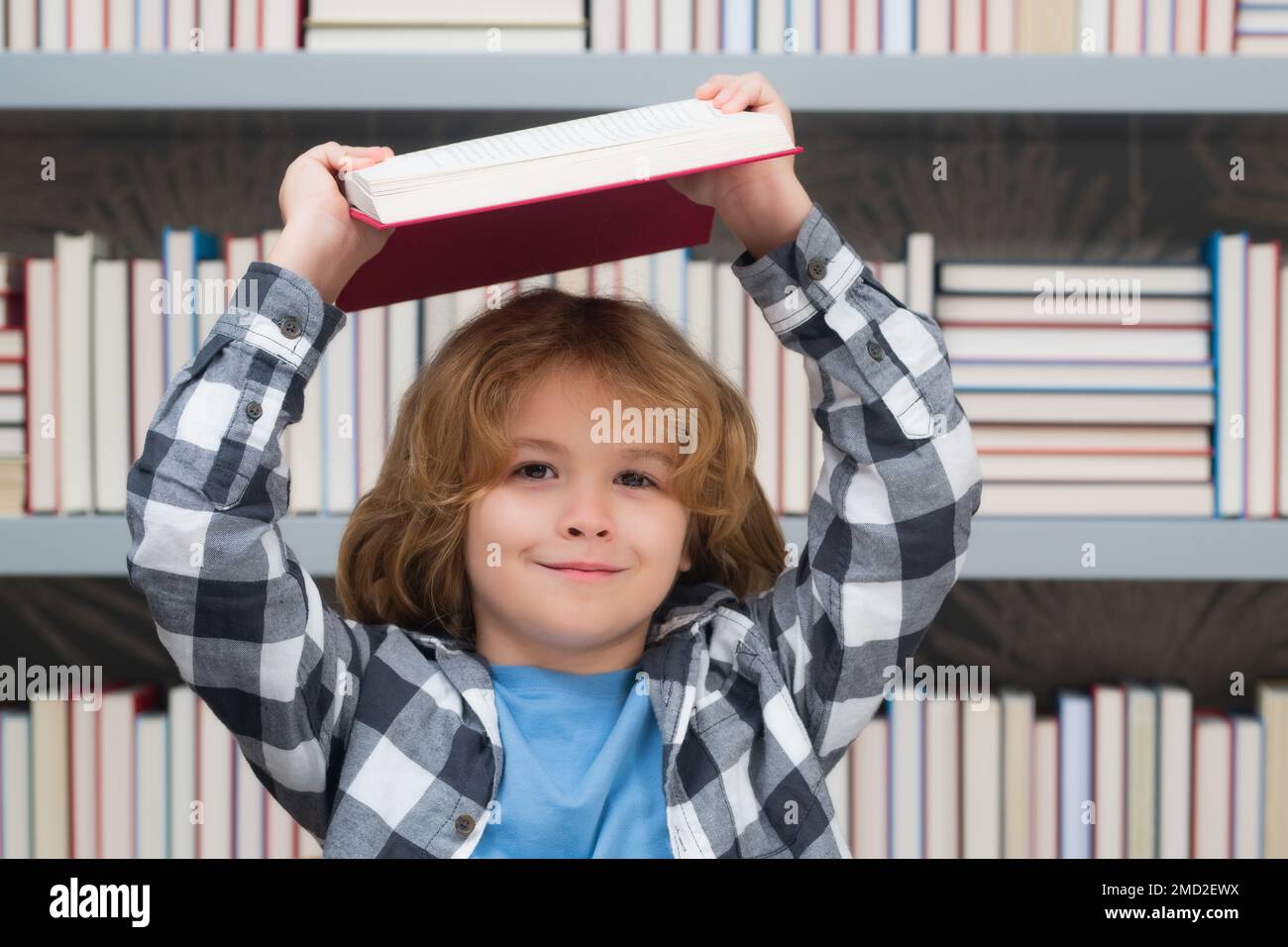Childhood and education concept. School child studying in school ...