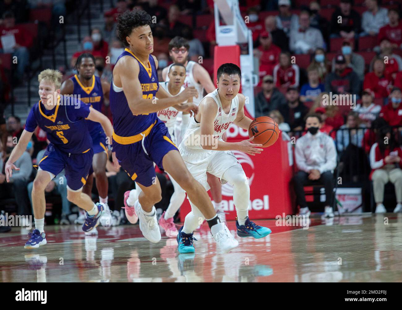 University of Nebraska guard Keisei Tominaga heads up court during the ...