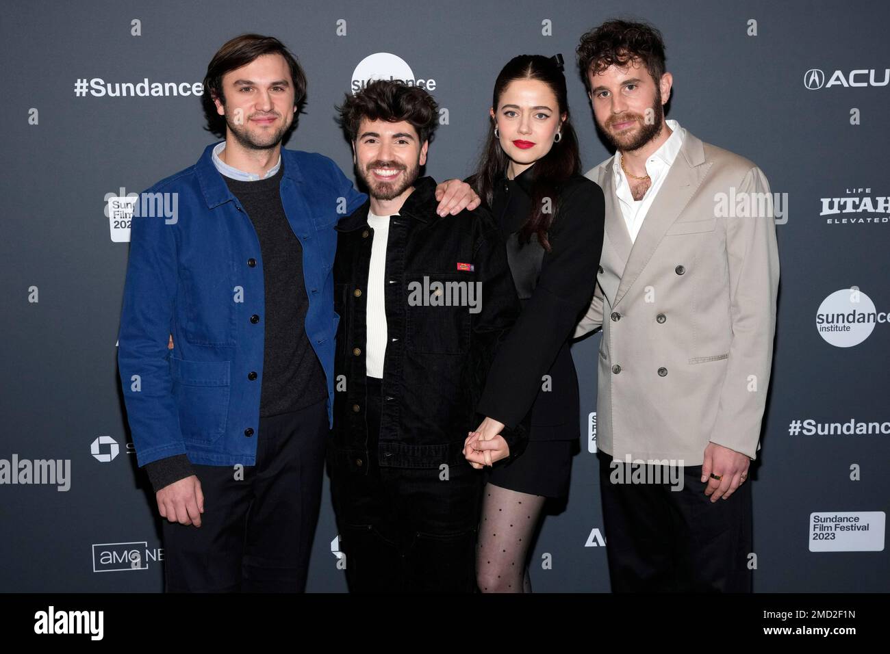 Nick Lieberman, from left, Noah Galvin, Molly Gordon and Ben Platt ...