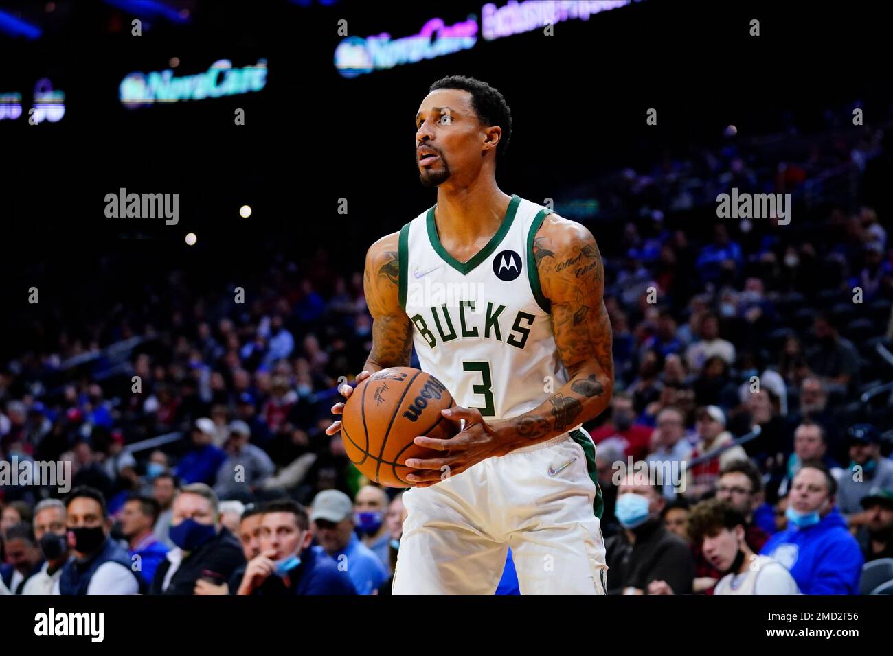 Milwaukee Bucks' George Hill plays during an NBA basketball game ...