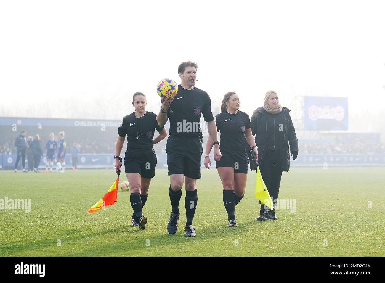 CAPTION CORRECTION: Referee Neil Hair walks off the pitch following the ...