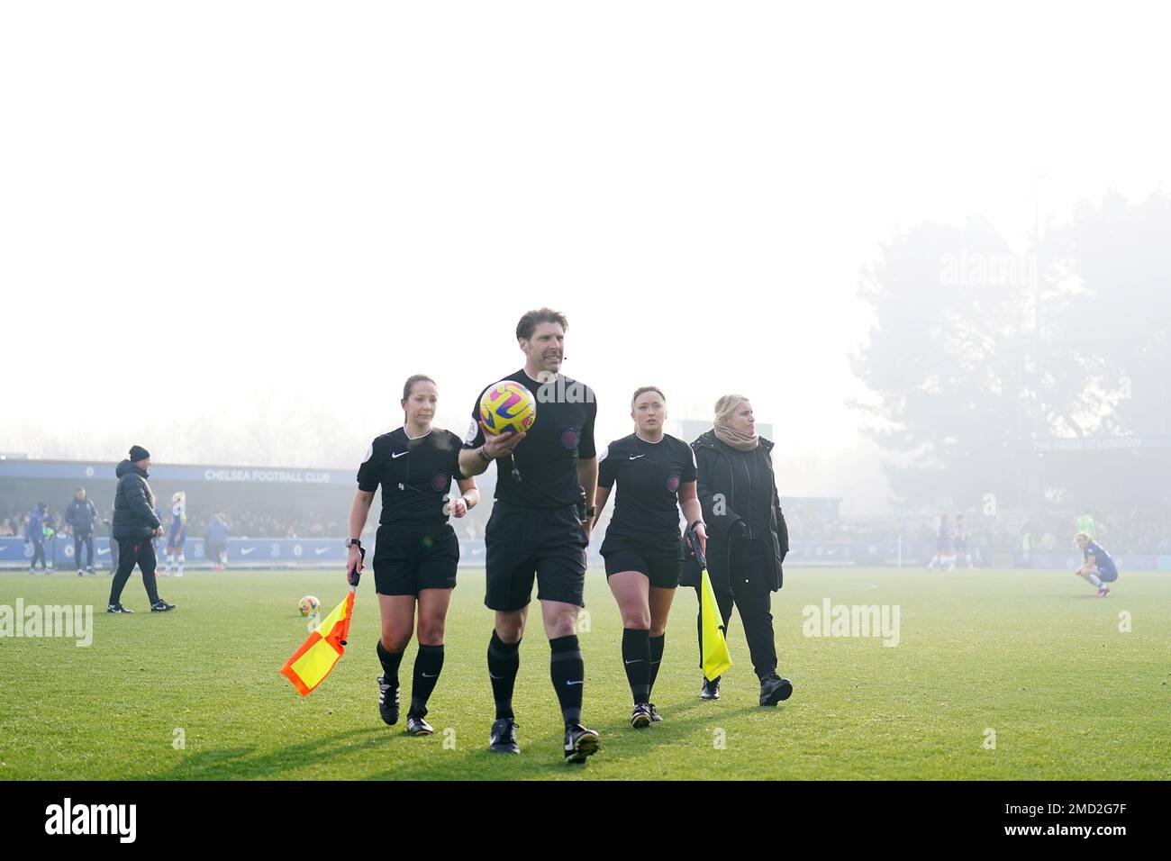 CAPTION CORRECTION: Referee Neil Hair walks off the pitch following the ...