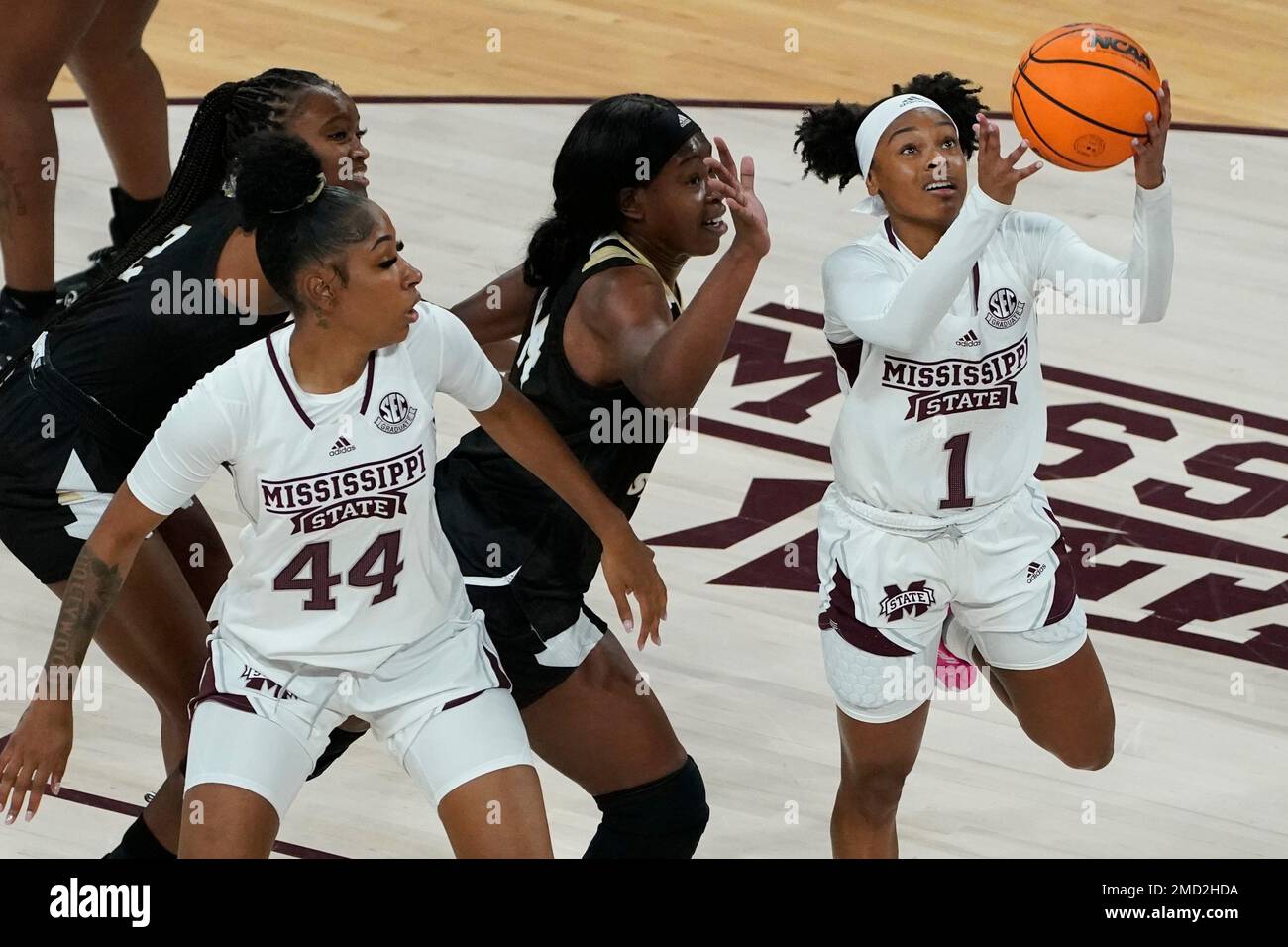 Mississippi State guard Myah Taylor (1) shoots next to Alabama State ...