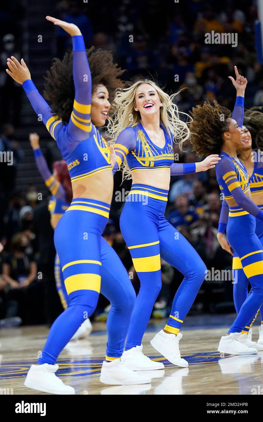 Golden State Warriors dance team members perform during an NBA ...