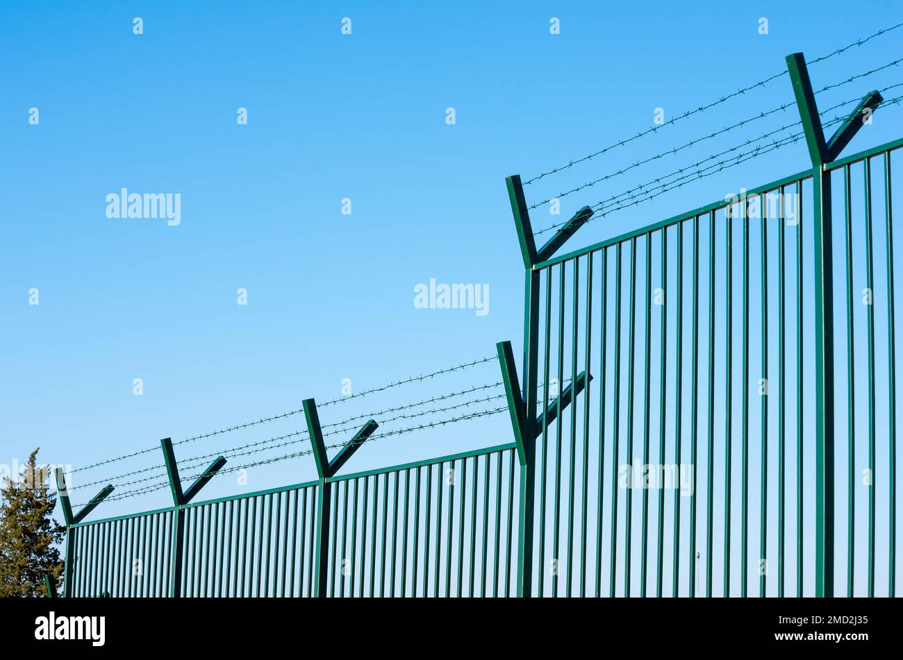 Fence with barbed wire. Refugees fence camp migration border Stock ...