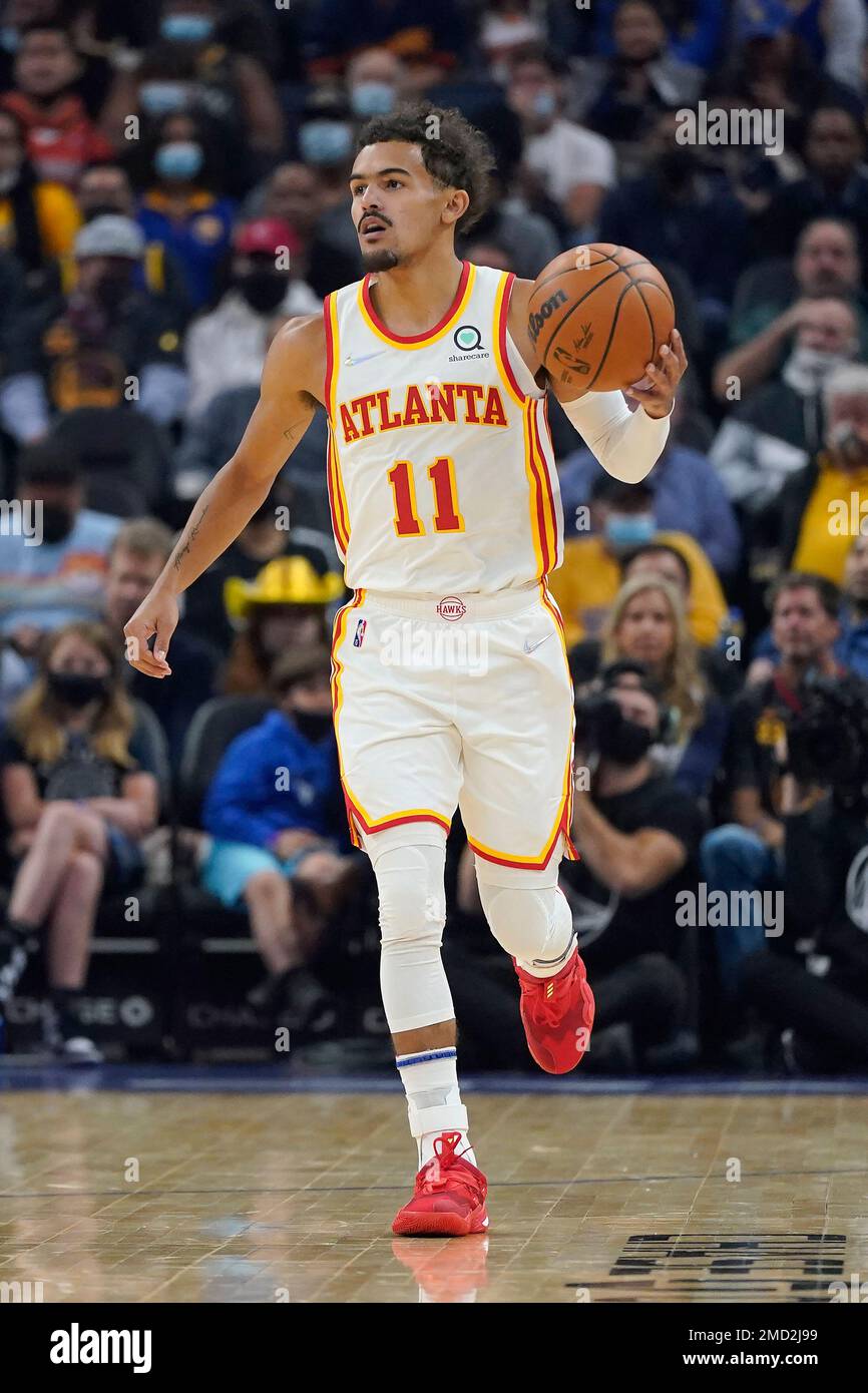 Atlanta Hawks guard Trae Young (11) against the Golden State Warriors ...