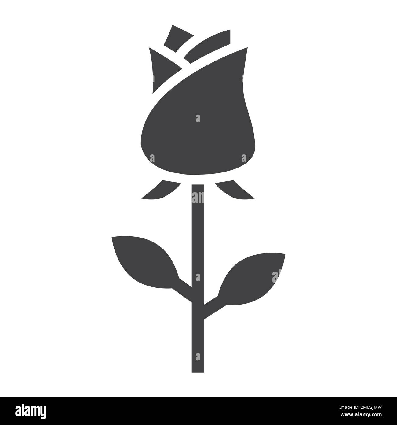 Rose flower glyph icon, valentines day and romantic, love sign vector ...