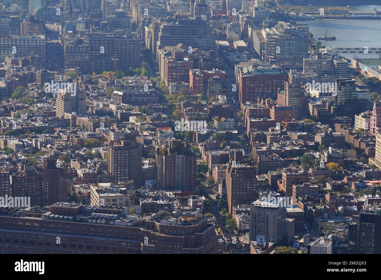 A view of Manhattan, looking south from Climb NYC in New York ...