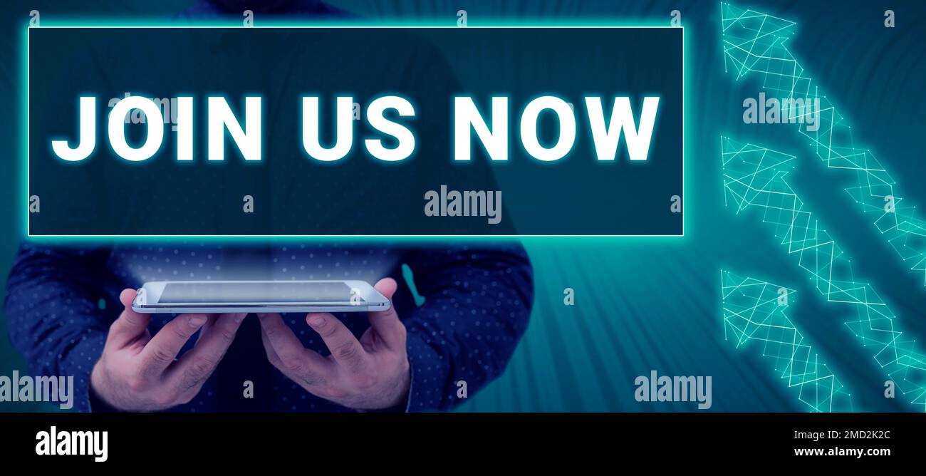Handwriting text Join Us Now. Internet Concept enroll community ...