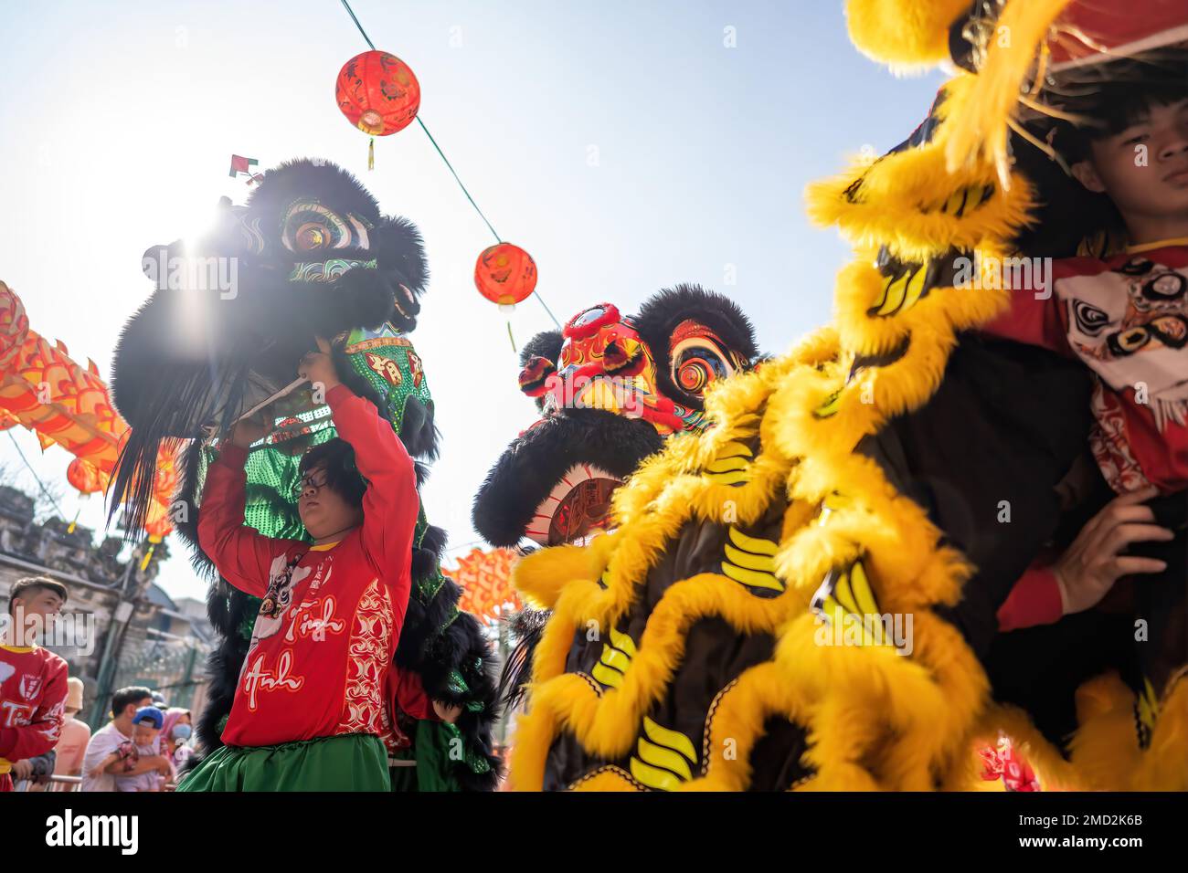 Ho Chi Minh city, Vietnam - 21 Jan 2023: Dragon and lion dance show in ...