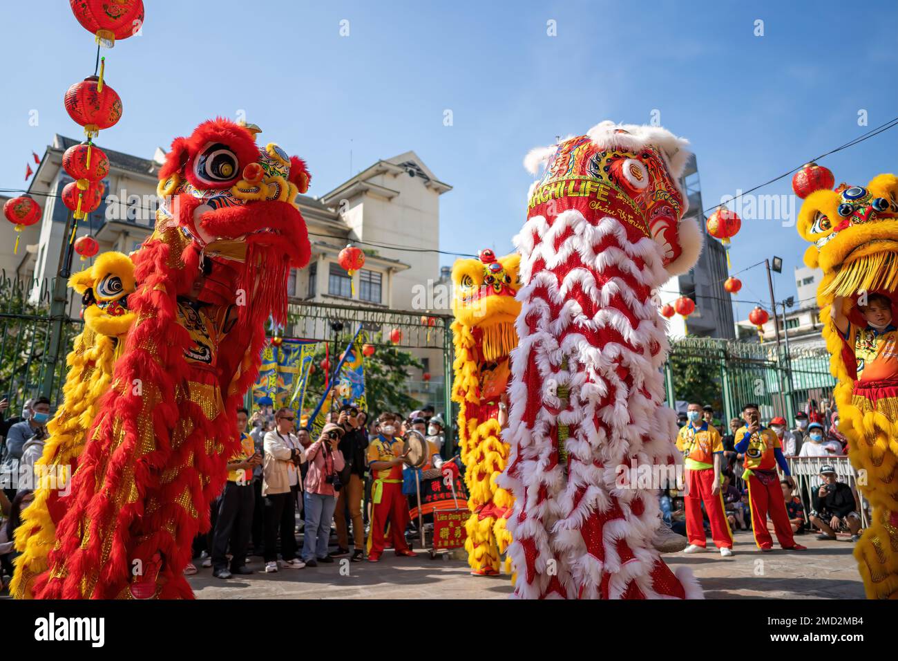 Ho Chi Minh city, Vietnam - 21 Jan 2023: Dragon and lion dance show in ...