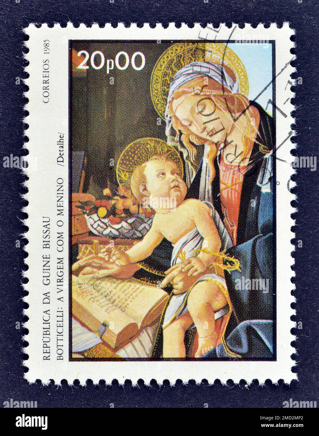 Cancelled postage stamp printed by Guinea Bissau, that shows painting ... Cancelled postage stamp printed by Guinea Bissau, that shows painting ...