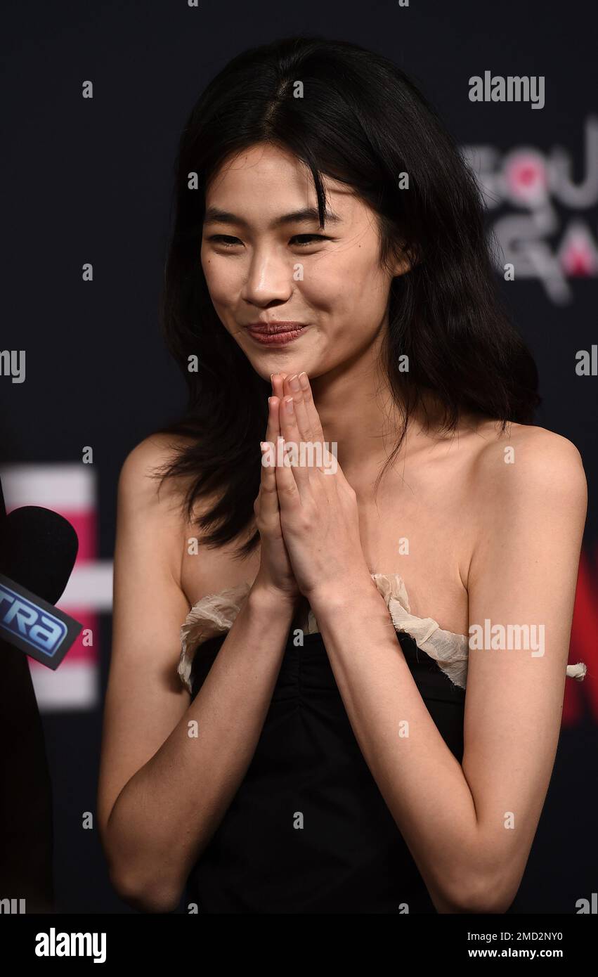 Cast member Jung Hoyeon arrives at a red carpet event for "Squid Game ...