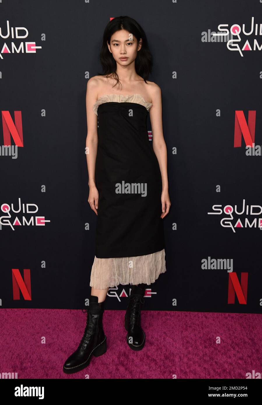Cast member Jung Hoyeon arrives at a red carpet event for "Squid Game ...