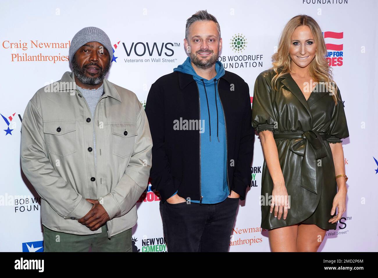 Donnell Rawlings, left, Nate Bargatze and Nikki Glaser attend the 15th ...