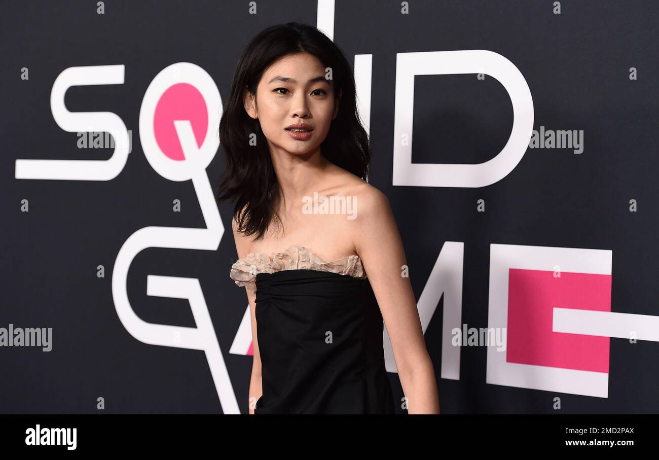 Cast member Jung Hoyeon arrives at a red carpet event for "Squid Game ...