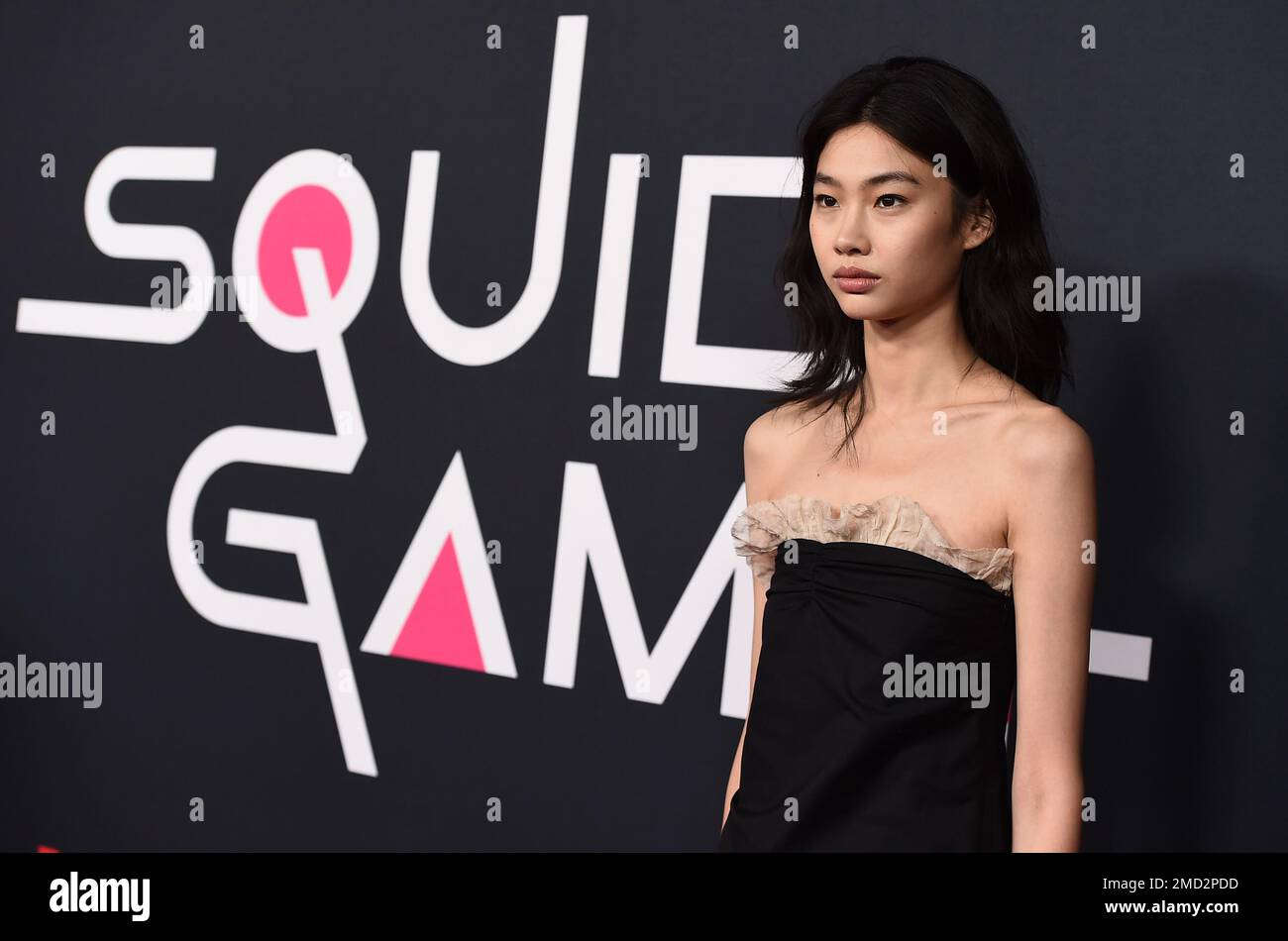 Cast member Jung Hoyeon arrives at a red carpet event for "Squid Game ...