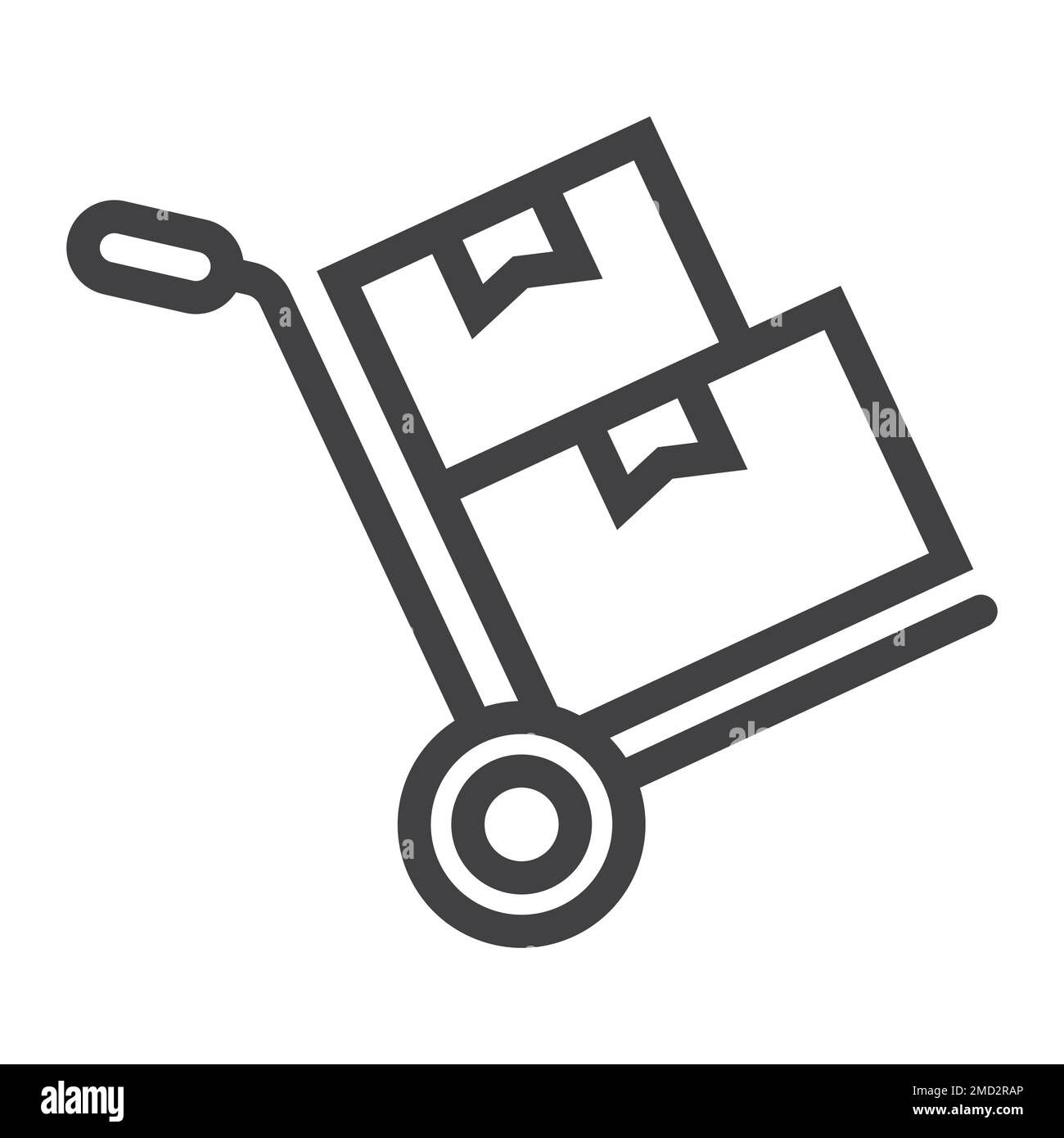 Hand truck with cardboard boxes line icon, logistic and delivery, hand ...